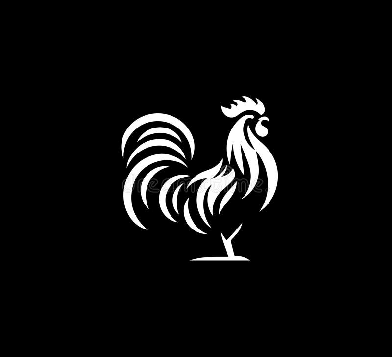 Simple Rooster Chicken Logo Flat Negative Space Stock Vector ...