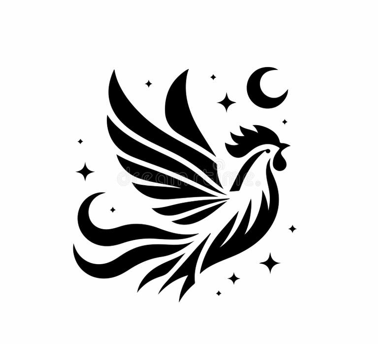 Simple Rooster Chicken Logo Flat Negative Space Stock Vector ...