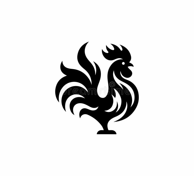 Simple Rooster Chicken Logo Flat Negative Space Stock Vector ...