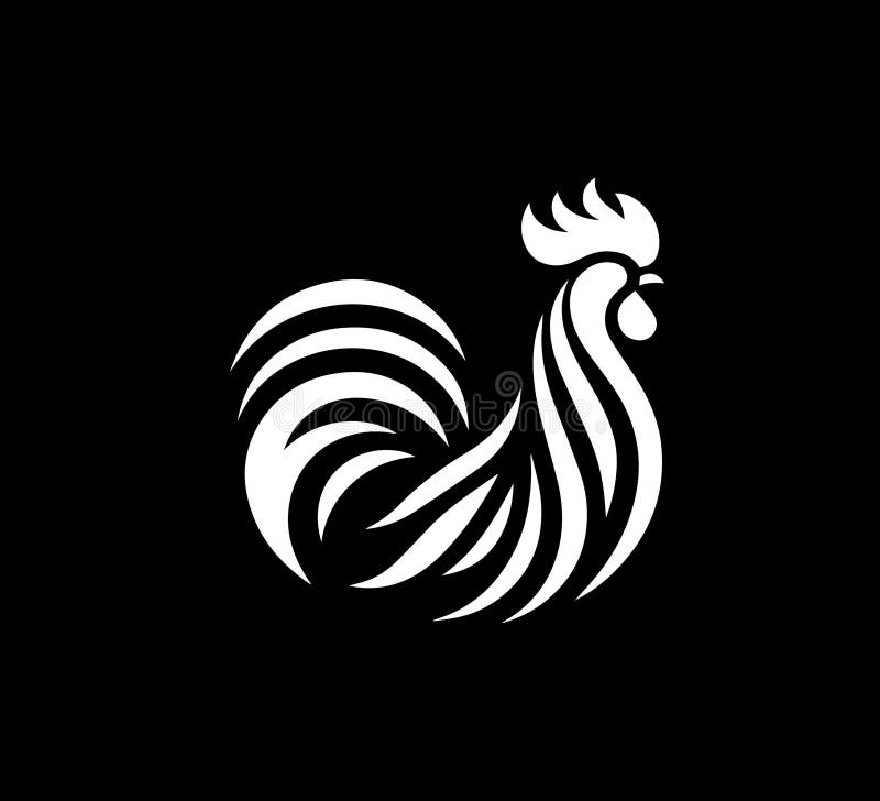Simple Rooster Chicken Logo Flat Negative Space Stock Vector ...