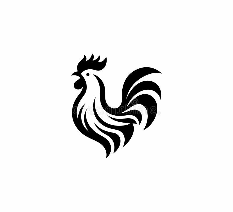 Simple Rooster Chicken Logo Flat Negative Space Stock Vector ...