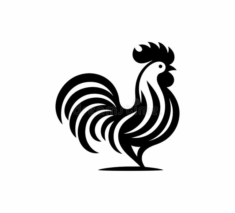 Simple Rooster Chicken Logo Flat Negative Space Stock Vector ...
