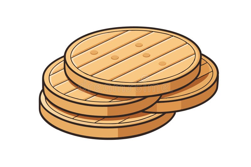 Minimalist Flat Vector Illustration of Laser Cut Wooden Coasters ...