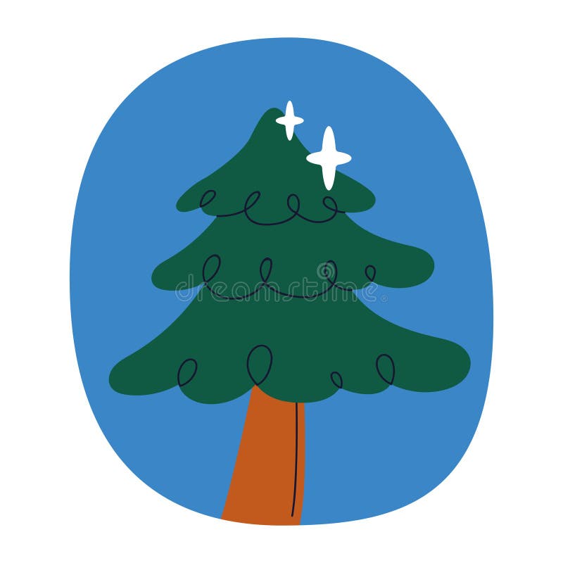 Minimalist Flat Vector Illustration of a Pine Tree in Nature Stock ...