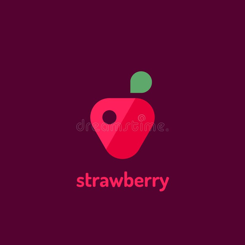 Minimalist Flat Vector Logotype of Strawberry. Design Template Logo ...