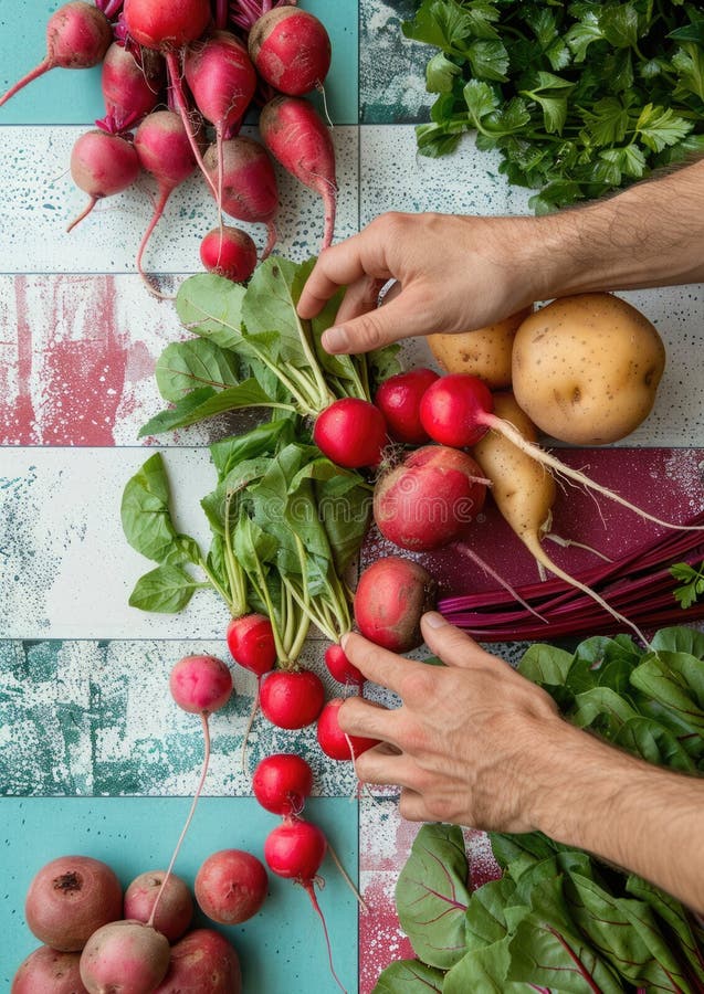 Minimalist Flatlay of Red Root Vegetables with Geometric Props and ...