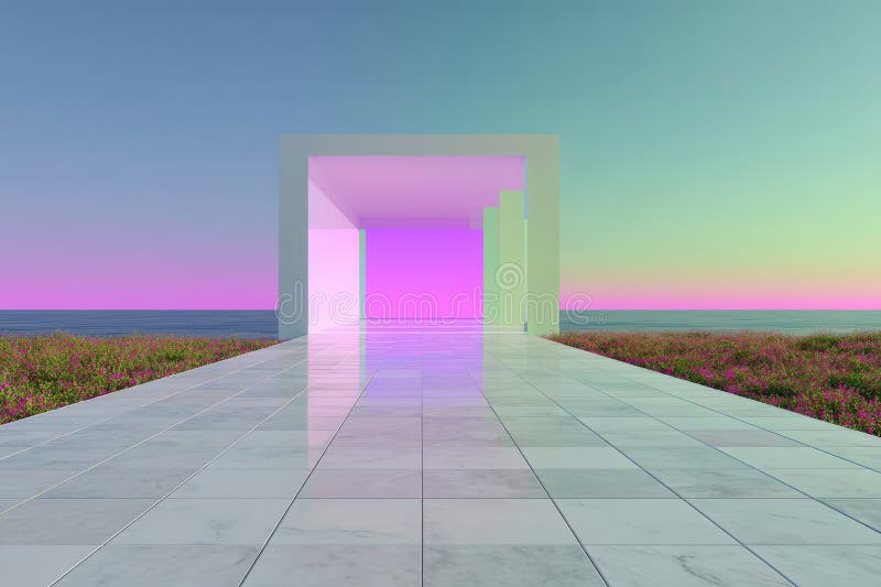 Floating Architectural Horizon with Gradient Fog and Reflective Floor ...