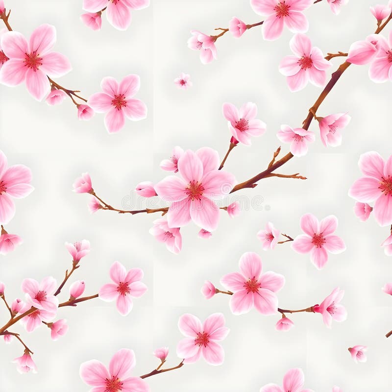 A Minimalist Floral Design, with Sakura Flowers and Branches in Bloom ...