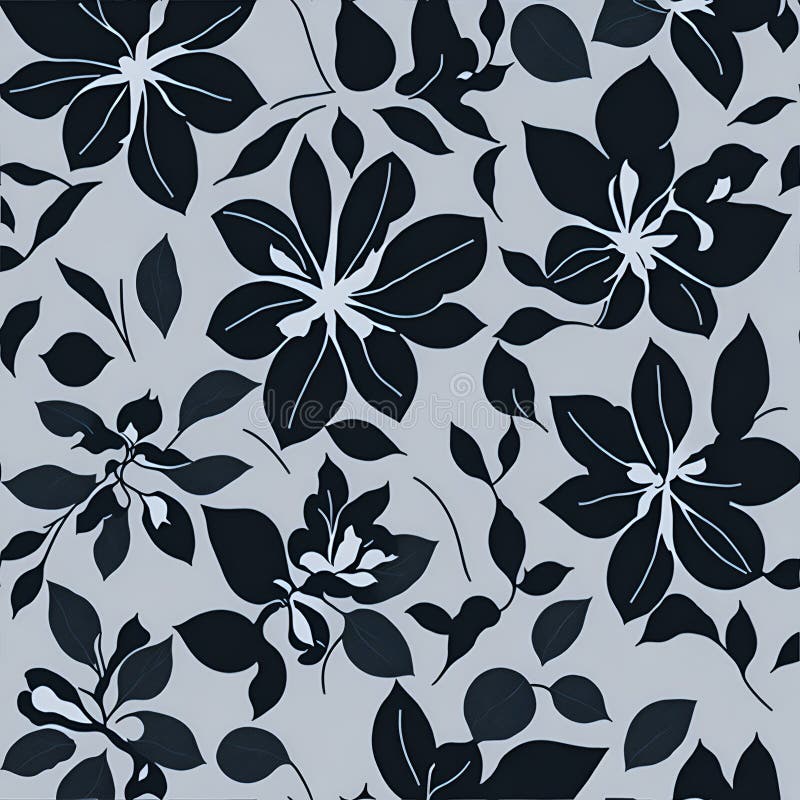Minimalist Floral Pattern in Black and White. AI-Generated. Stock ...