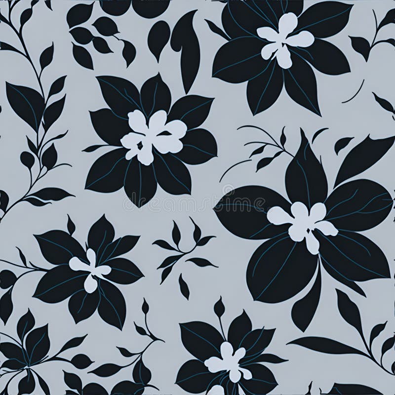 Minimalist Floral Pattern in Black and White. AI-Generated. Stock ...