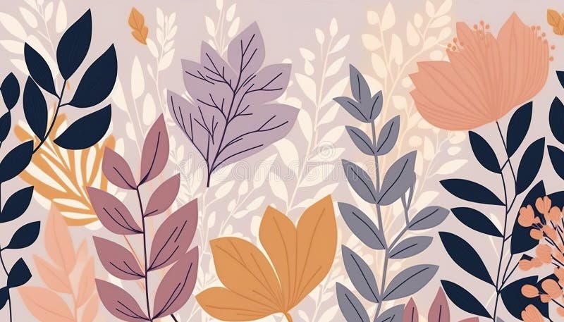 Minimalist Floral Pattern Illustration. Aesthetic Modern Banner Stock ...