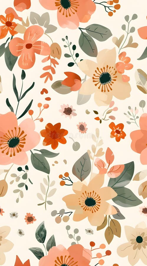 Minimalist Floral Pattern Inspired Design Stock Illustration ...