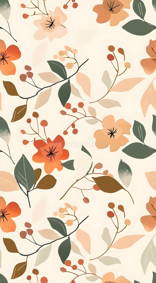 Minimalist Floral Pattern with Soft Colors Stock Illustration ...