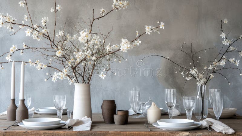 Minimalist Floral Table Arrangement Stock Illustration - Illustration ...