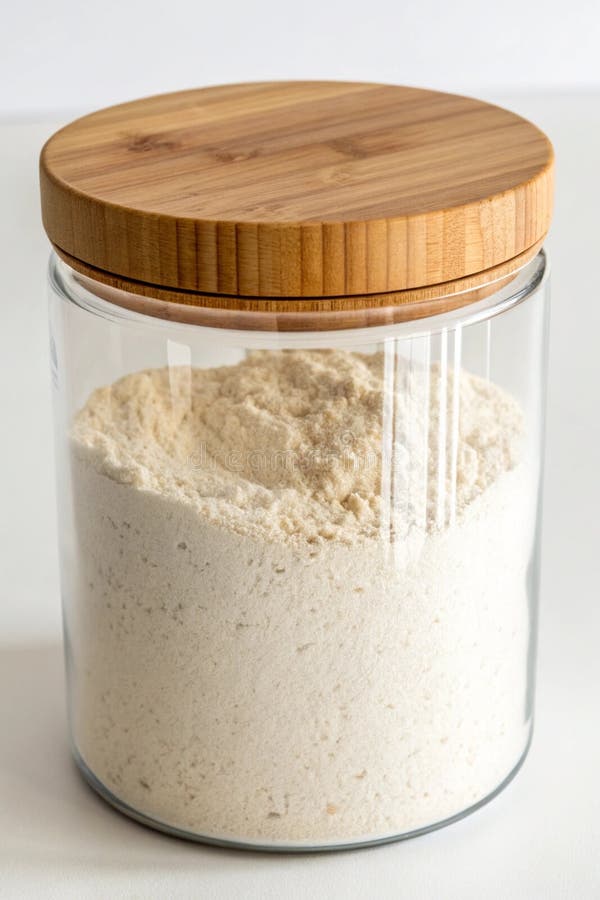 Minimalist Flour Container with Natural Bamboo Lid, Rustic Kitchenware ...