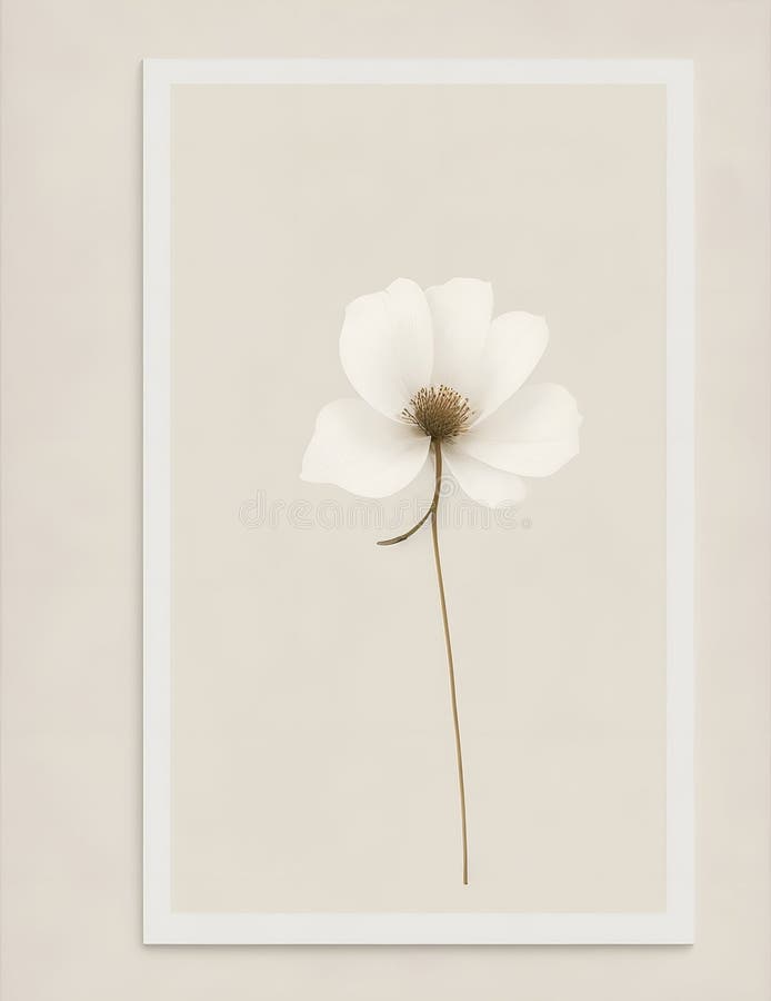 Minimalist Flowers with Cream Color Background Illustration Stock ...