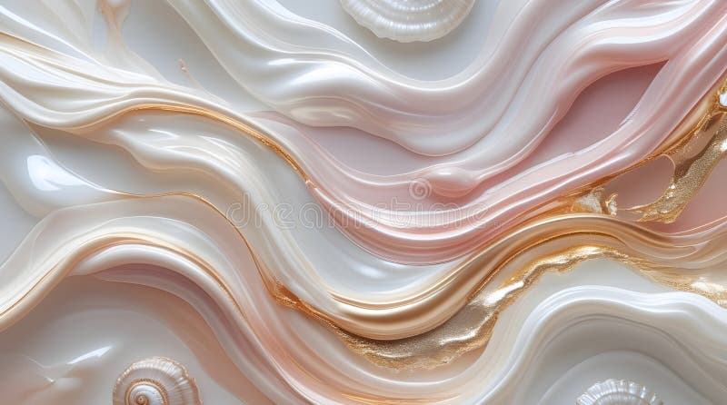 Minimalist Fluid Artwork with Metallic Highlights Stock Illustration ...