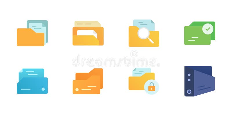 Minimalist Folder and File Container Illustration Set Design Stock ...