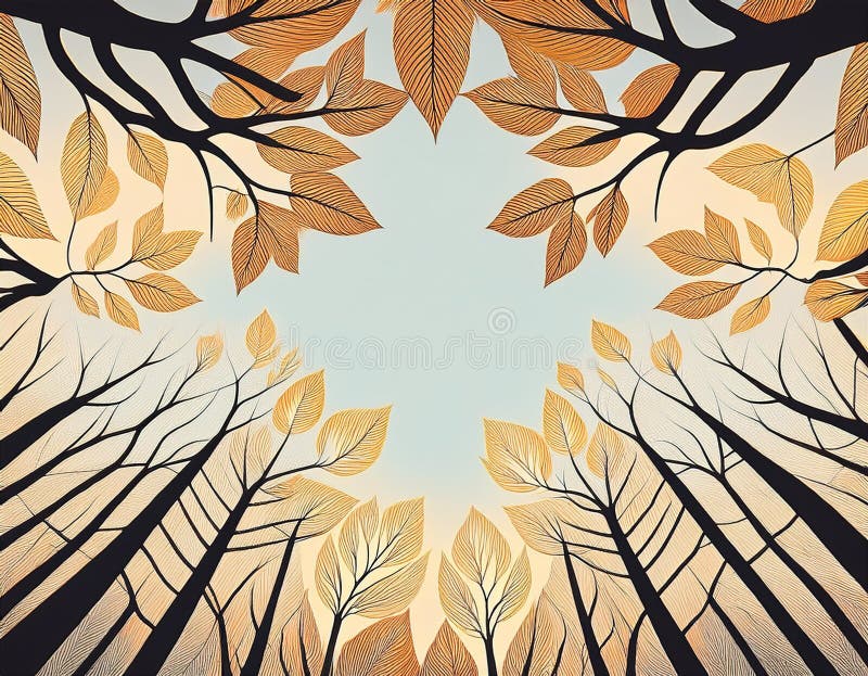 Minimalist Forest Canopy Abstract Leaves and Branches Creating a ...