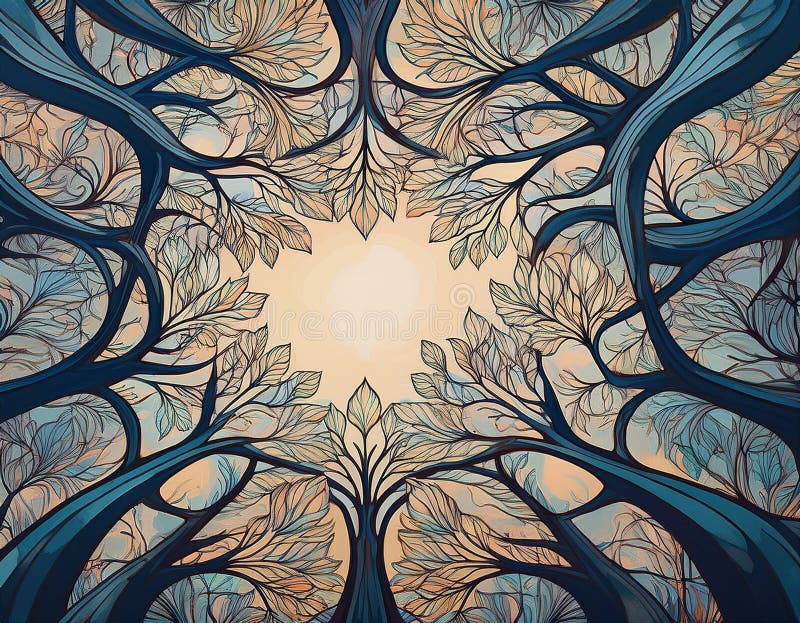 Minimalist Forest Canopy Abstract Leaves and Branches Creating a ...