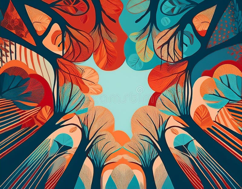 Minimalist Forest Canopy Abstract Leaves and Branches Creating a ...