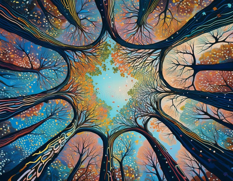 Minimalist Forest Canopy Abstract Leaves and Branches Creating a ...