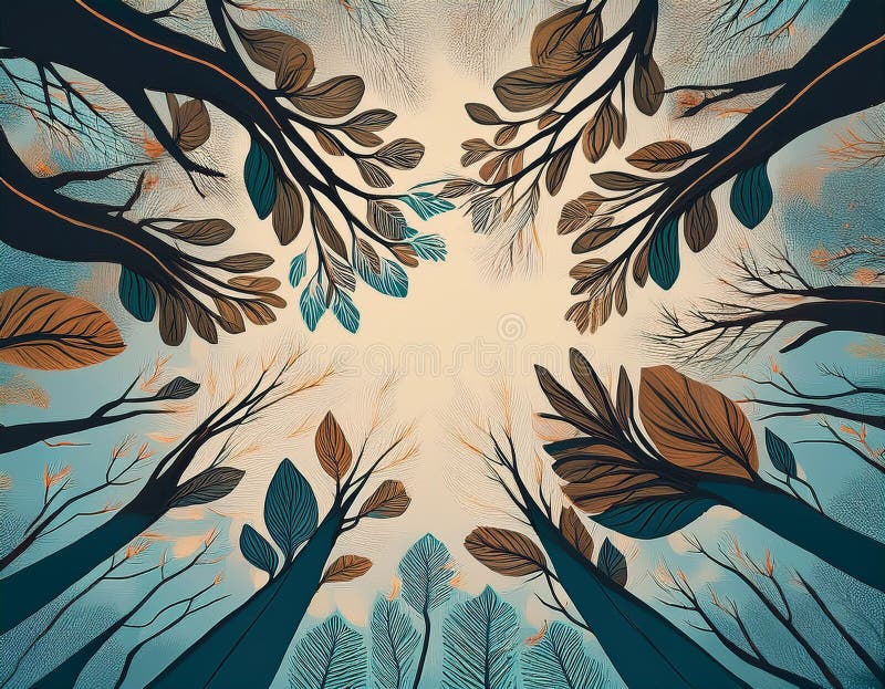 Minimalist Forest Canopy Abstract Leaves and Branches Creating a ...