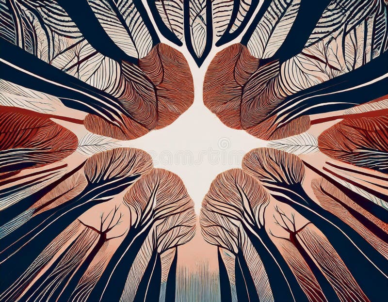 Minimalist Forest Canopy Abstract Leaves and Branches Creating a ...