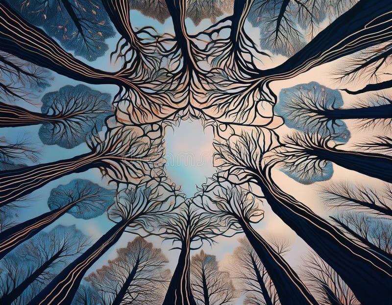 Minimalist Forest Canopy Abstract Leaves and Branches Creating a ...