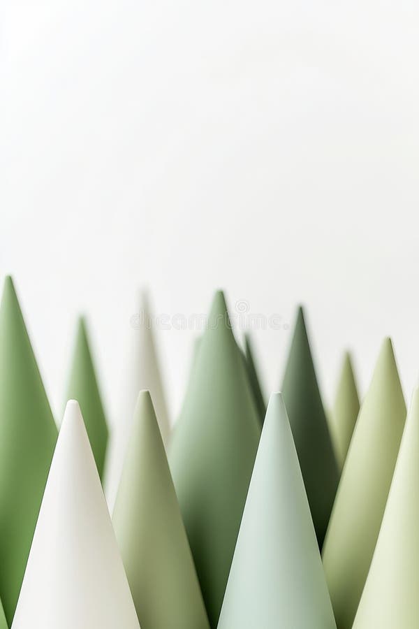 Minimalist Forest Design with Simple Geometric Shapes in Soft Green ...