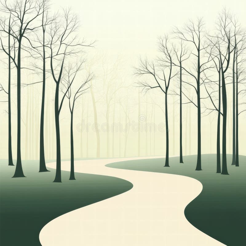 Winding Minimalist Path through a Serene Forest Landscape Inviting ...