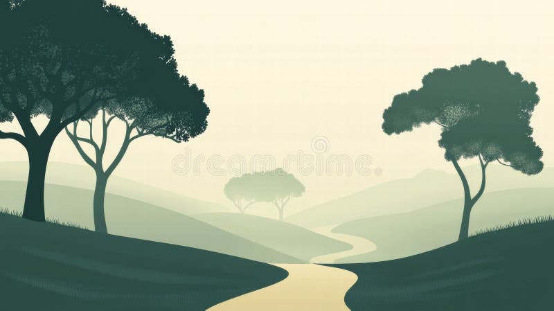 Winding Forest Path Leads into a Tranquil Distance Surrounded by ...