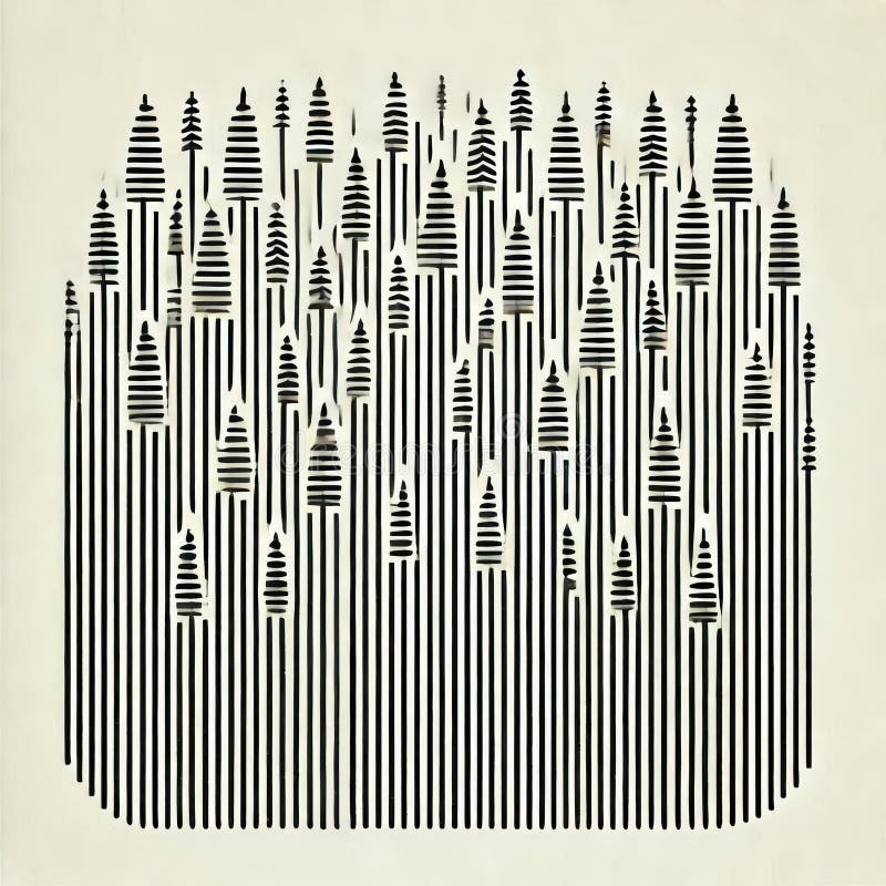 Minimalist Forest Vertical Lines Representing Trees Creating a P Stock ...