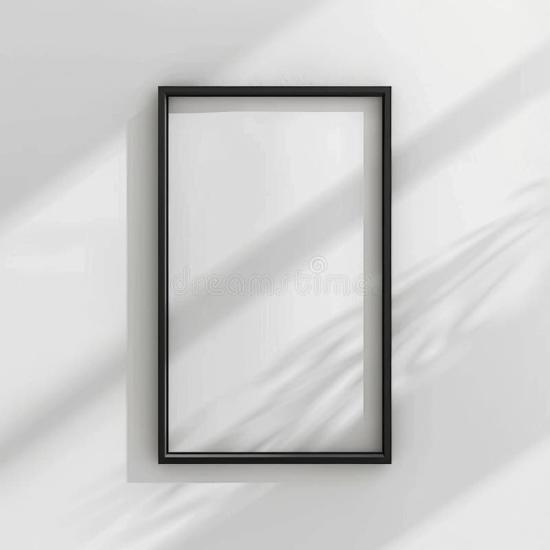 Minimalist Frame Mockup on White Wall with Shadows. Blank Poster Frame ...