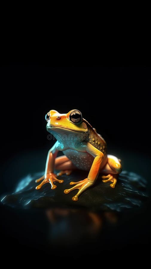 Minimalist Frog on Dark Background. Stock Illustration - Illustration ...