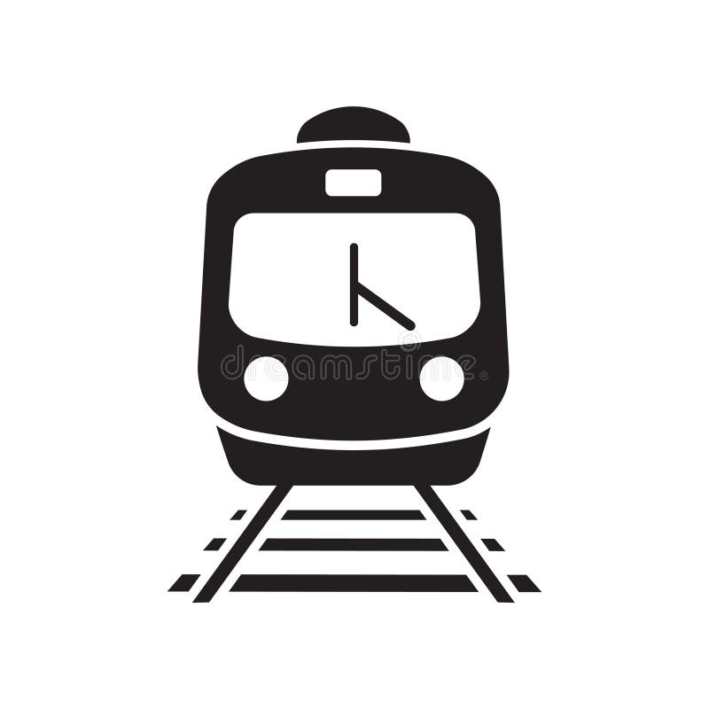 Minimalist Front-View Train Icon with Clock Stock Illustration ...