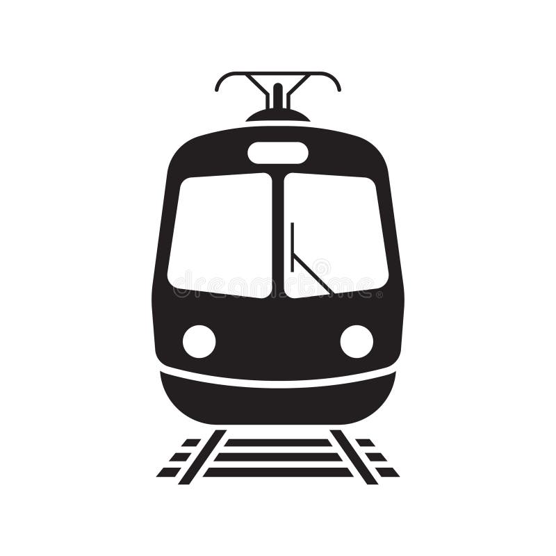 Minimalist Front-View Train Icon with Clock Stock Illustration ...