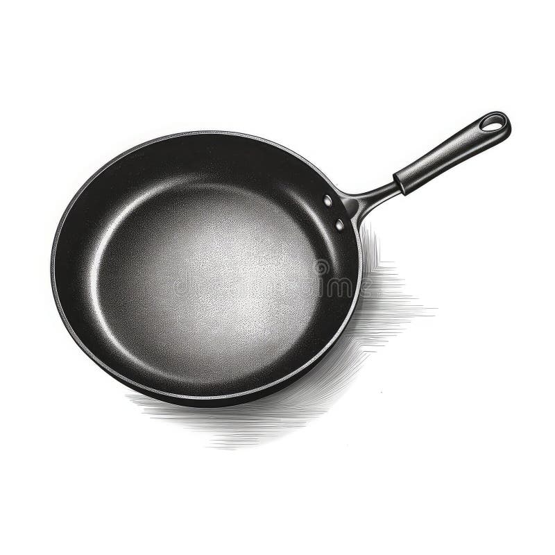 Minimalist Frying Pan Illustration on Blue Background Stock ...