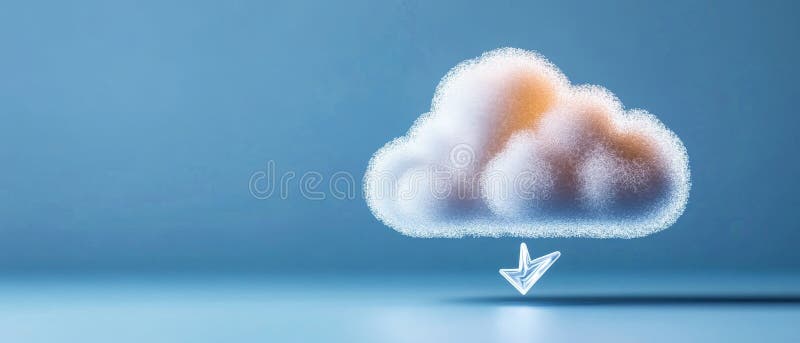 Minimalist Futuristic Cloud Computing Concept with Abstract 3D Rendering of Data Storage and ...