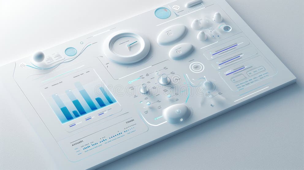 Minimalist Futuristic Control Panel with Data Analytics Interface Stock ...