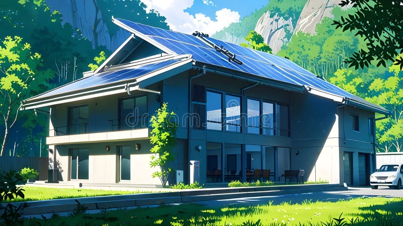 A Minimalist Futuristic Home in a Green Eco-friendly Environment Stock ...