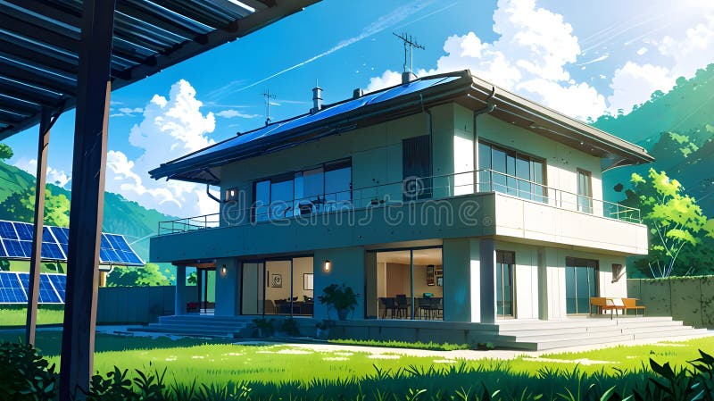 A Minimalist Futuristic Home in a Green Eco-friendly Environment Stock ...