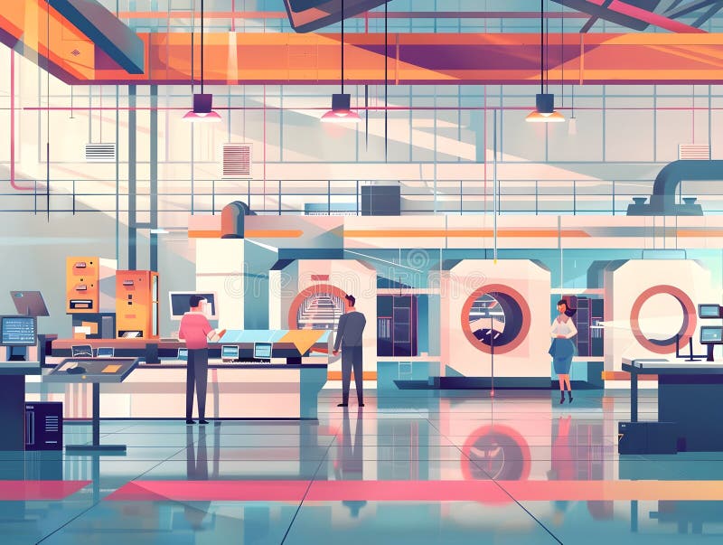 Minimalist Futuristic Office Environment with Streamlined Manufacturing ...