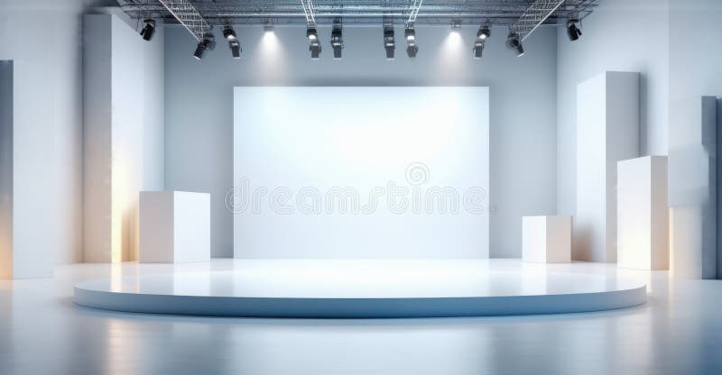 Minimalist Futuristic Stage with Soft Lighting, a Circular Platform ...