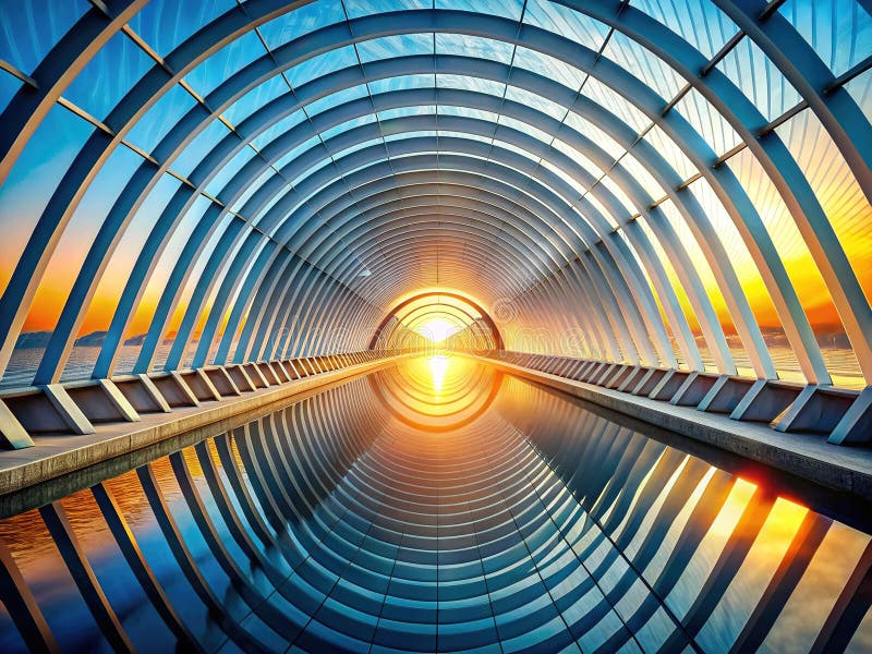 A Minimalist Futuristic Tunnel Architecture Reflecting Sunlight on ...