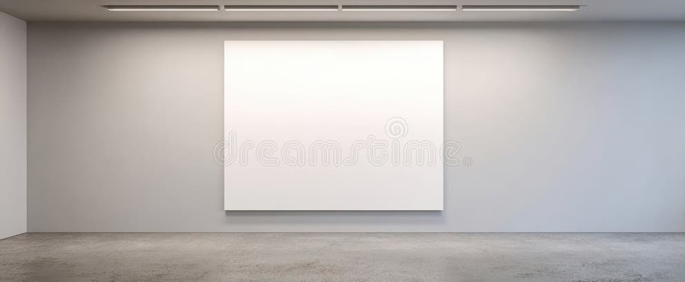 The Minimalist Gallery Space Featuring a Large Blank Canvas on the Wall ...