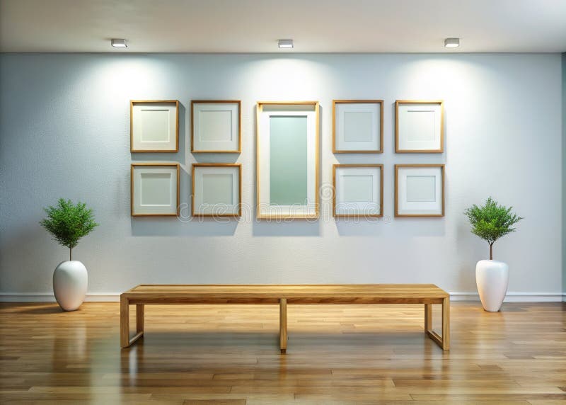 Minimalist Gallery Wall Design Inspiration Empty Frames Sleek Bench and Natural Light in a ...