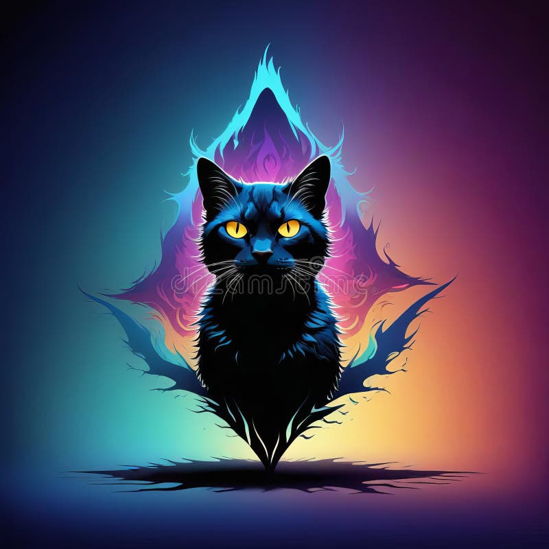 A Minimalist Gato T-Shirt Design with Dramatic Lighting Stock ...
