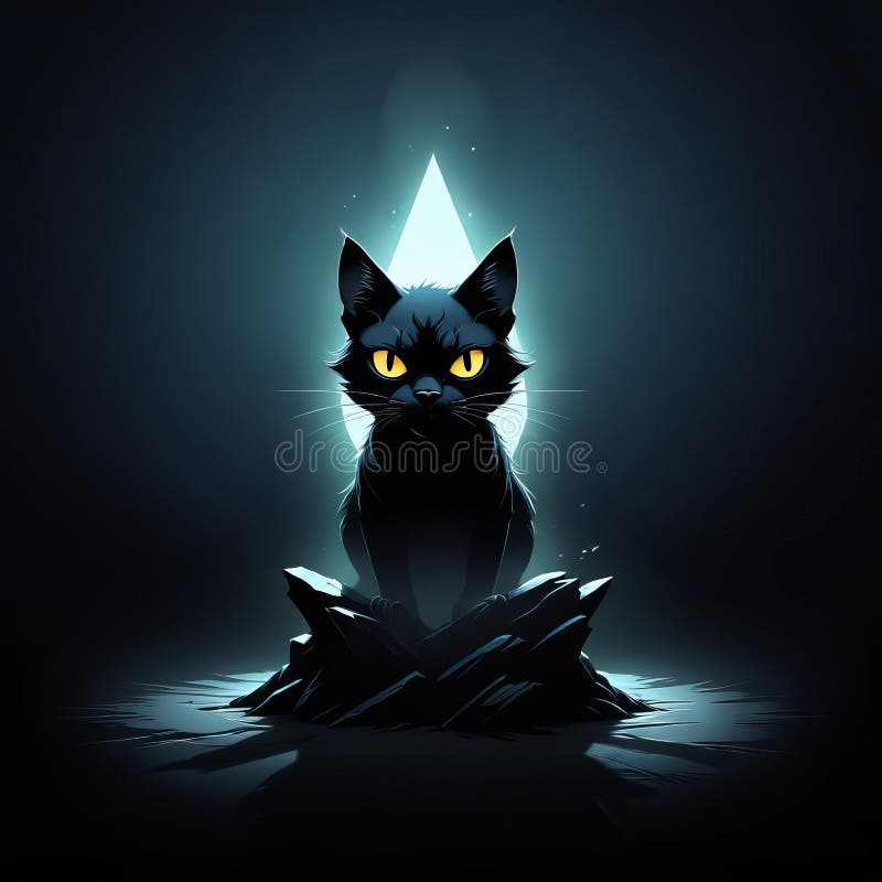 A Minimalist Gato T-Shirt Design with Dramatic Lighting Stock ...