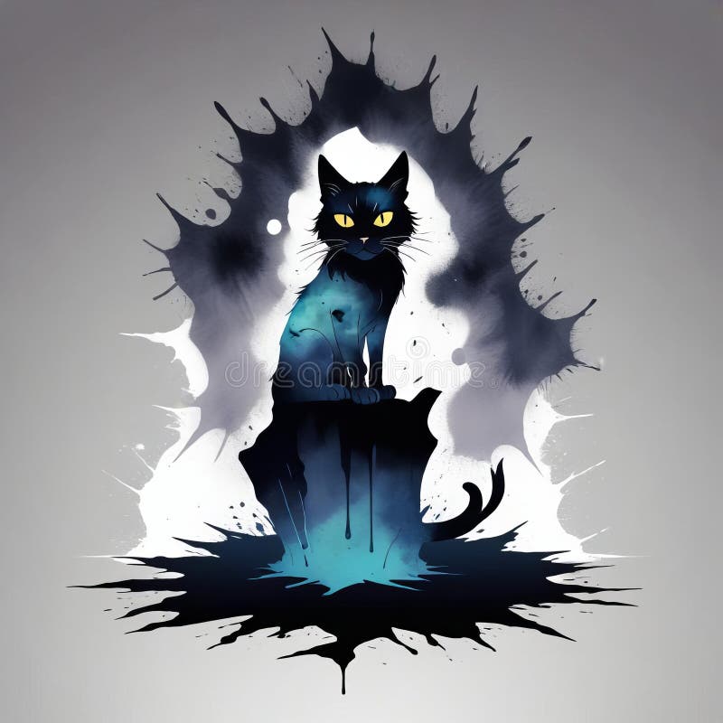 A Minimalist Gato T-Shirt Design with Dramatic Lighting Stock ...